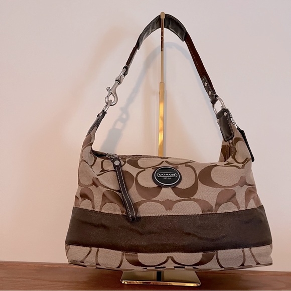 Coach | Bags | Coach F7434 Logo Signature Fabric Handbag Purse | Poshmark